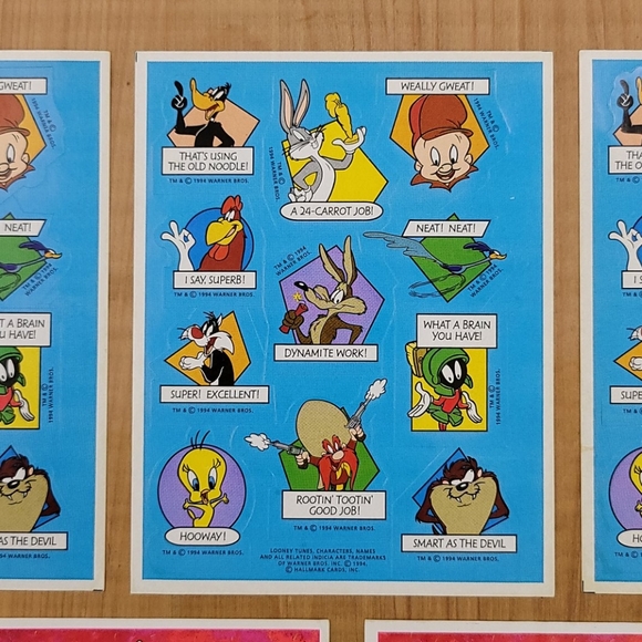 Vintage | Office | Vtg 9s Disney And Looney Tunes Stickers Sheets ...